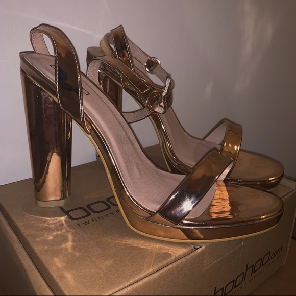 Boohoo | Shoes | Metallic Platform Block Heels | Poshmark